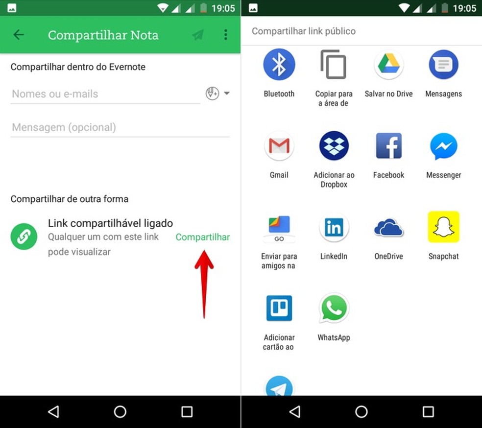 Como compartilhar notas do Evernote com amigos e familiares