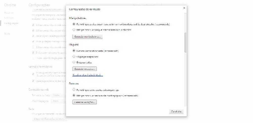 Como ajustar configurações de imagem, JavaScript e segurança no Chrome