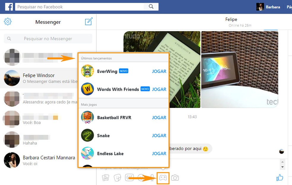 Como usar o Facebook Messenger Instant Games no PC