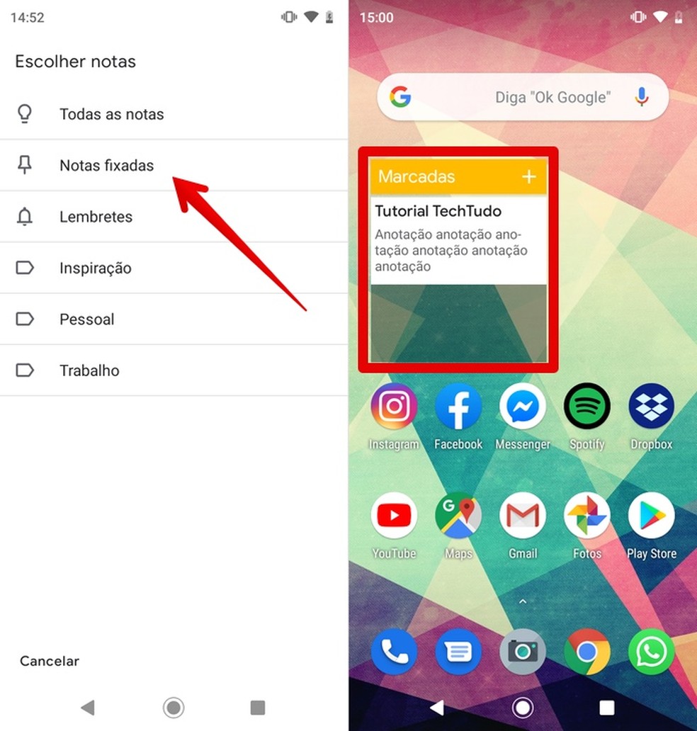 Como colocar lembrete na tela do celular Android ou iPhone (iOS)