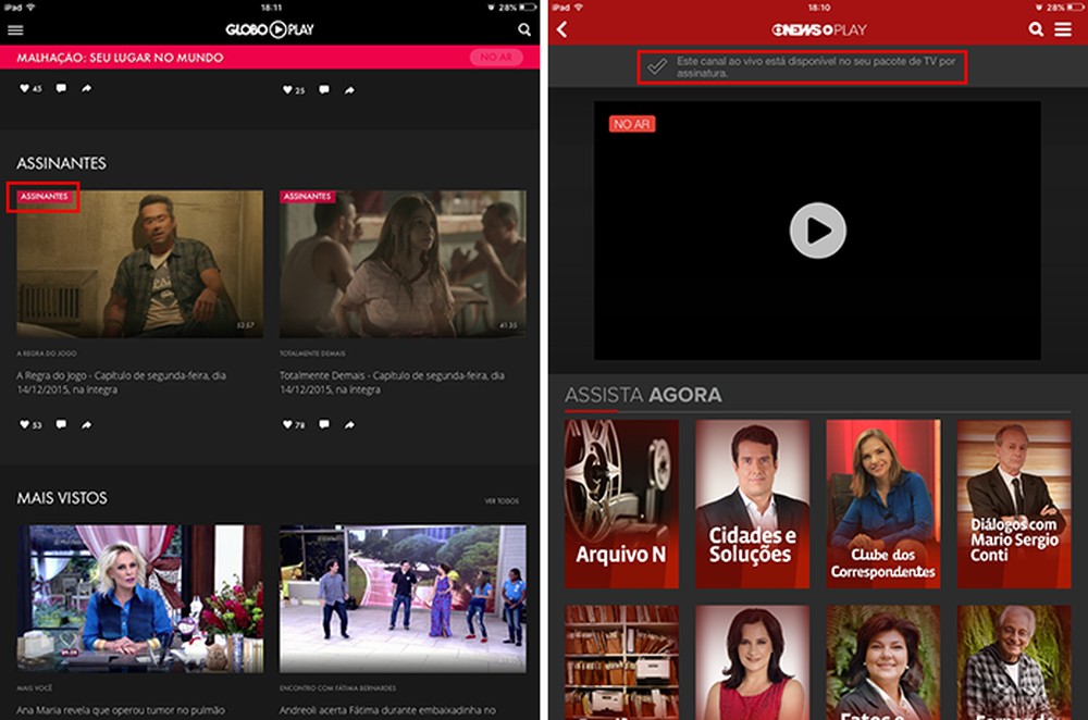 Globo Play e Globosat Play: apps permitem assistir TV online