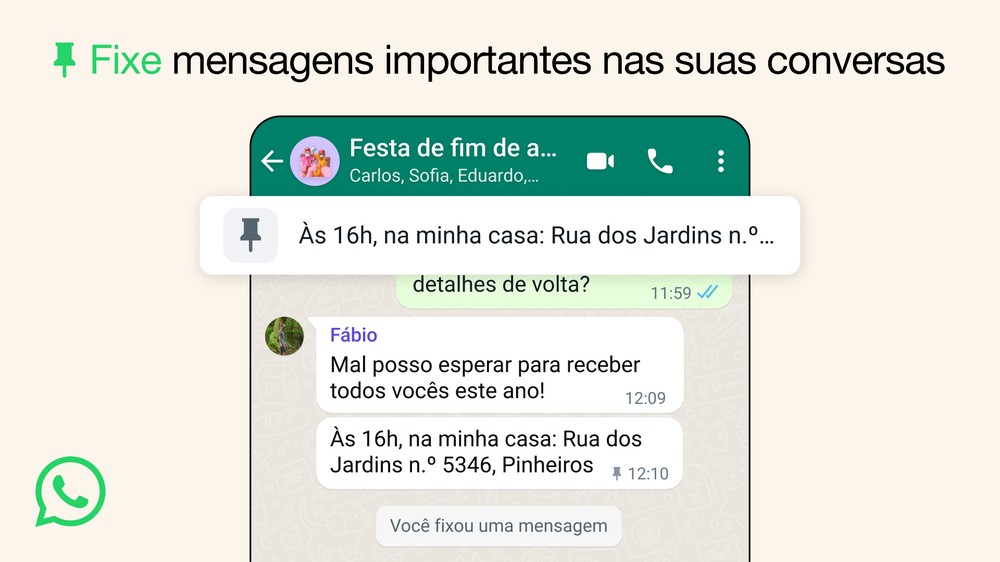 WhatsApp agora permite fixar mensagem em uma conversa; confira