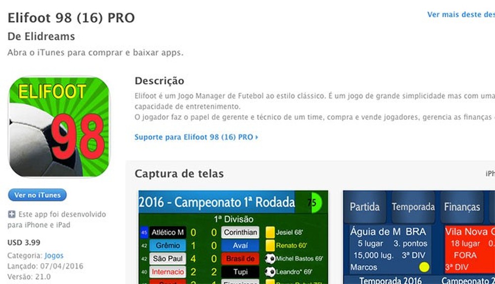 Como fazer download de Elifoot 98 (2016) e jogar no PC, Android e iOS