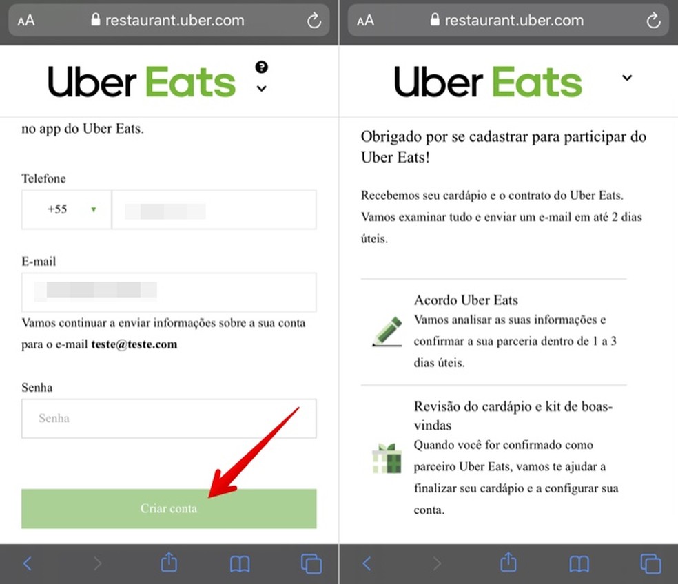 Como cadastrar restaurante no Uber Eats