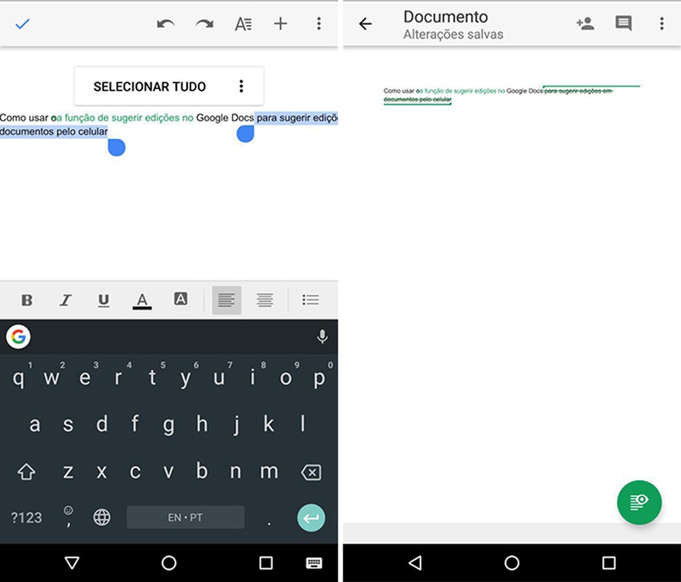 Como usar a função de sugerir edições no Google Docs pelo celular