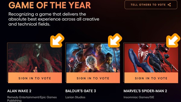 Como votar no The Game Awards 2023 para escolher o melhor jogo do ano
