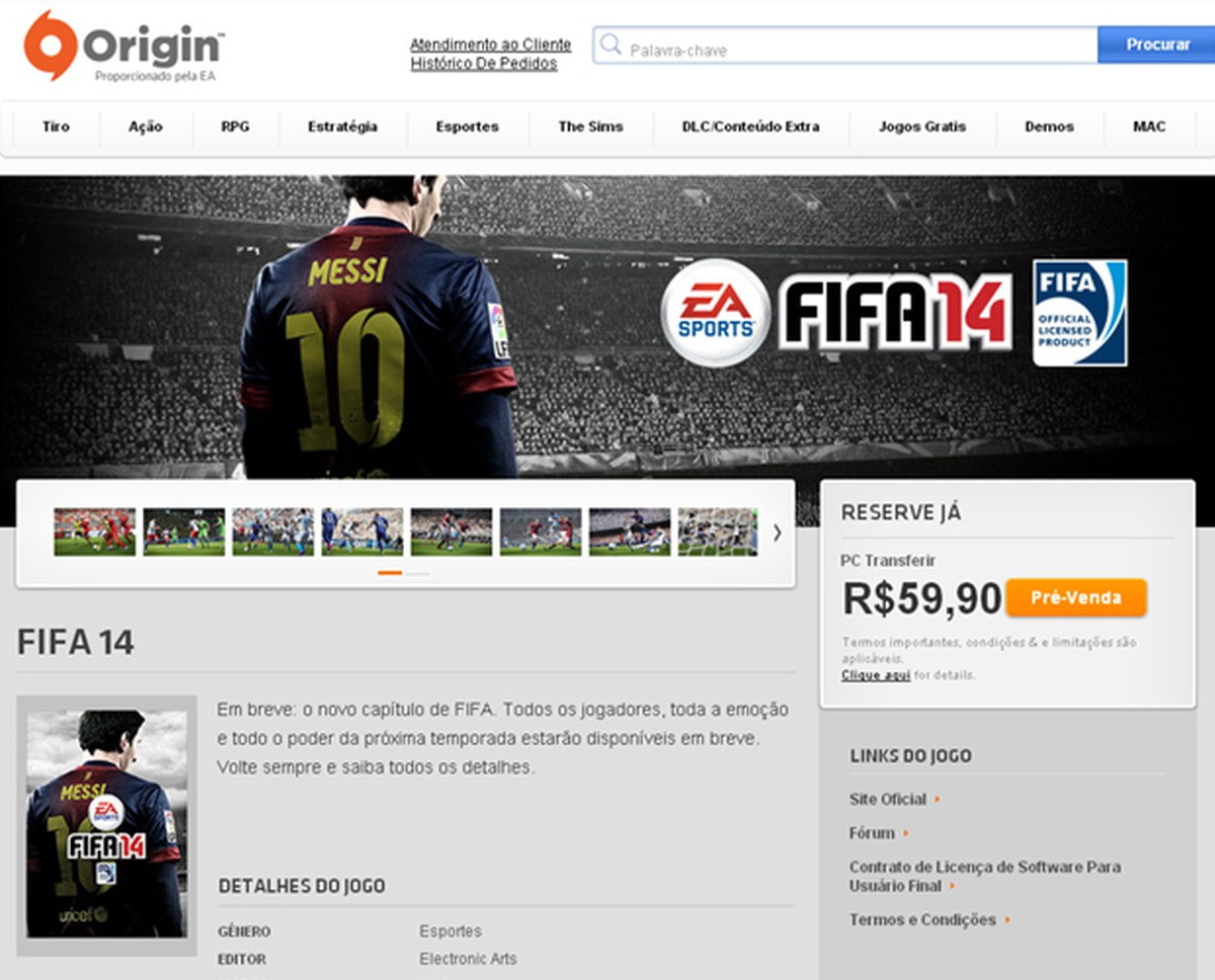 Fifa 14 já está em pré-venda no Brasil
