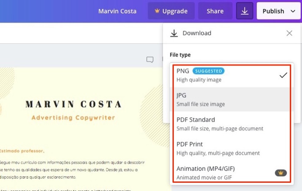 Como criar uma carta de apresentação com o Canva