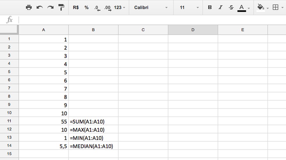 Como usar fórmulas nas planilhas do Google Sheets