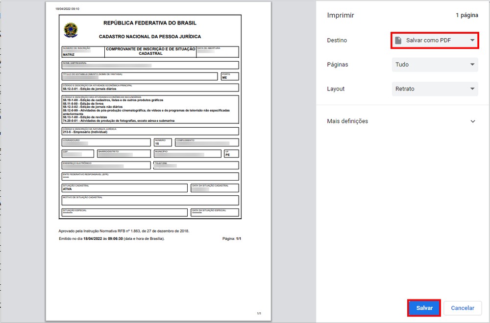 Como emitir cartão de CNPJ do MEI pelo site da Receita Federal