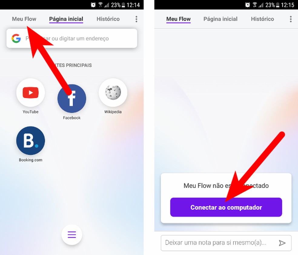 Como usar o Opera para compartilhar atividades entre celular e PC