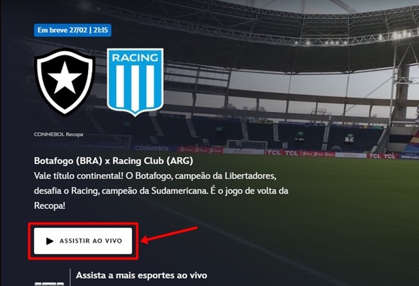 Botafogo x Racing ao vivo: saiba onde assistir à Recopa Sul-Americana