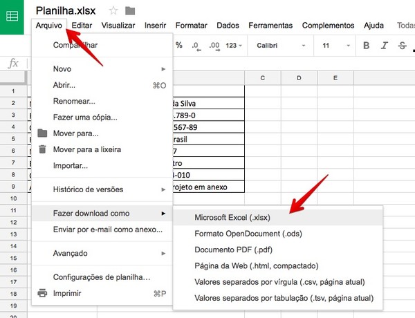 Como editar planilhas do Excel no Google Docs