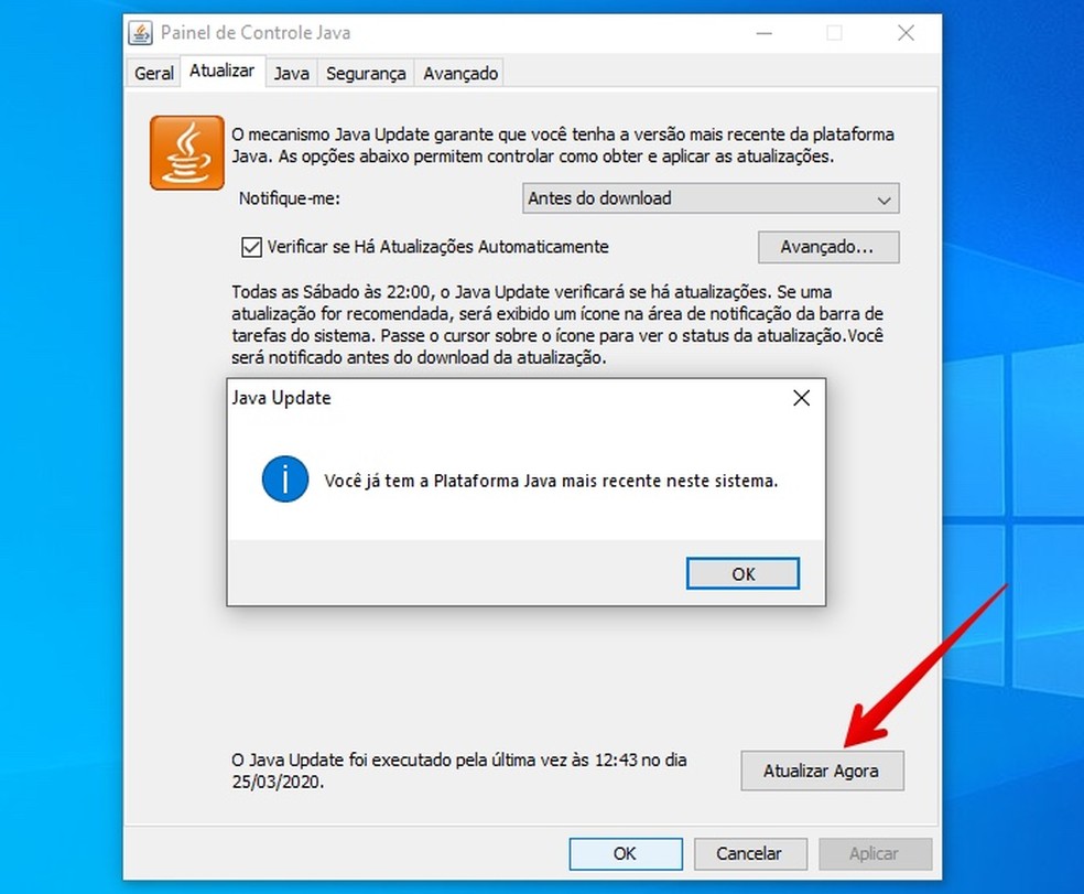 Como atualizar o Java no PC com Windows 10