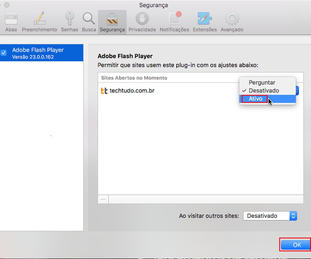 Como reabilitar o Adobe Flash Player no Safari 10