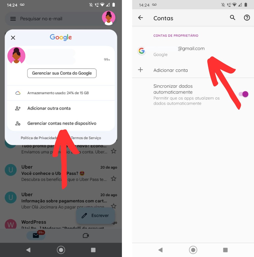 Pode sair do Gmail no celular Android?