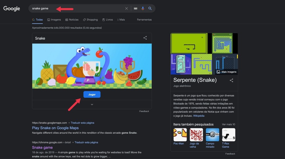 Como jogar Snake Game no PC ou celular