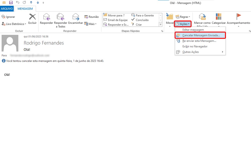 Como cancelar o envio de um e-mail no Outlook: veja o passo a passo