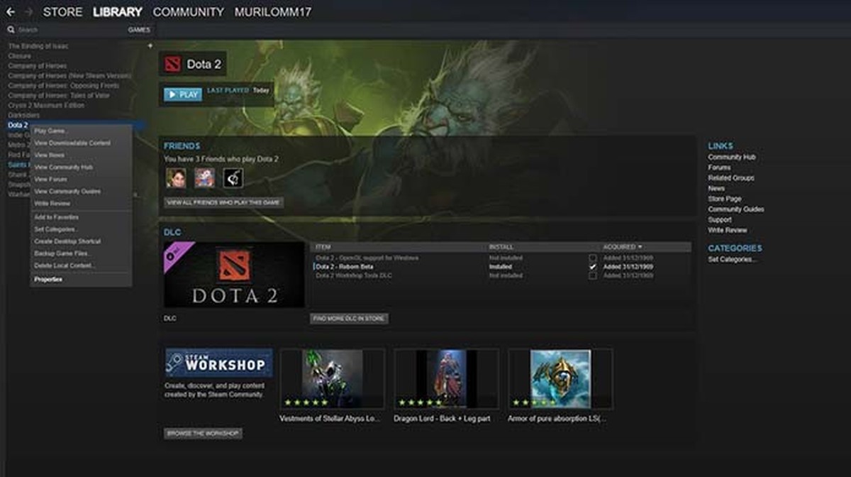 Como abrir o console de opções em Dota 2 e acessar o menu avançado