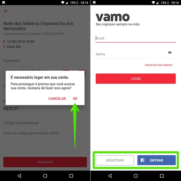 Como usar o app Vamo para encontrar eventos e comprar ingressos