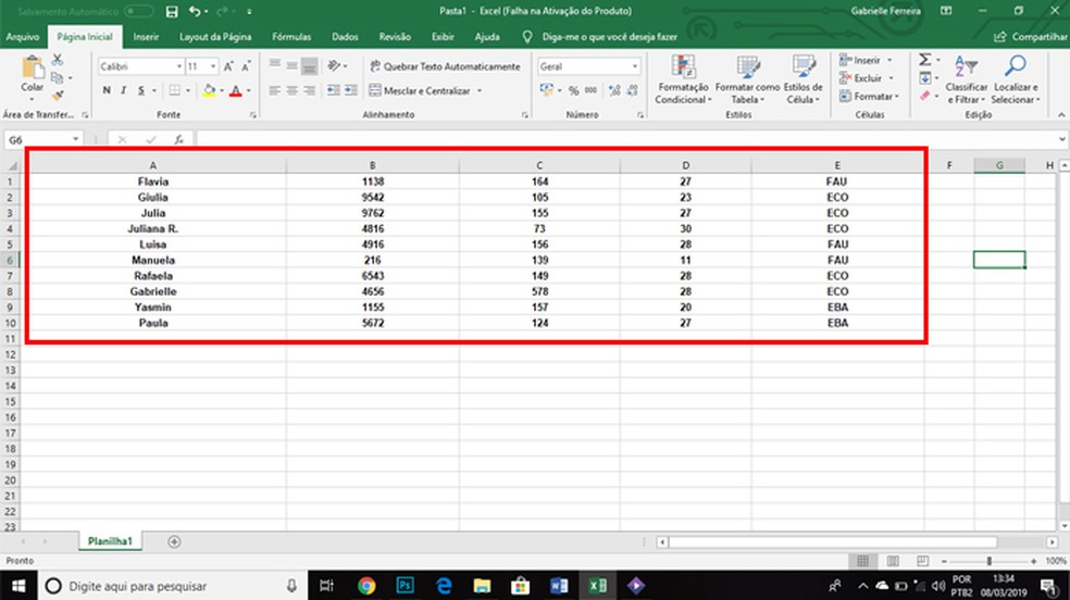Como excluir linhas em branco no Excel