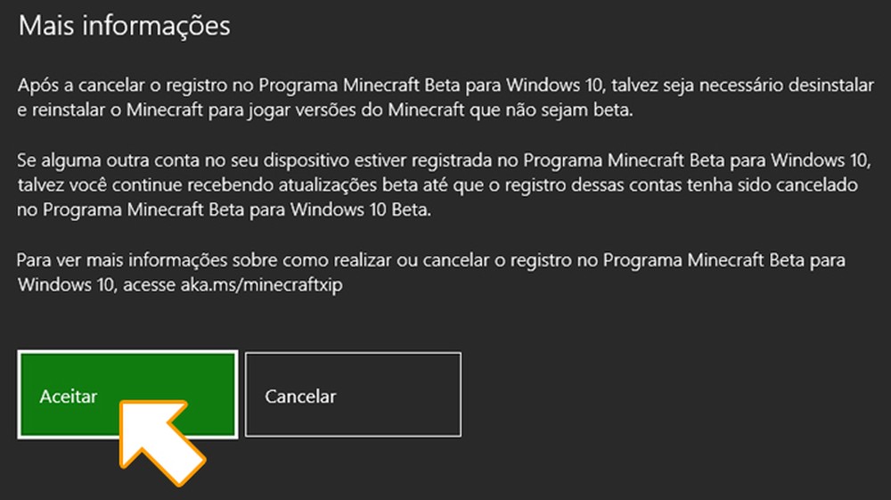Como sair da versão beta do Minecraft