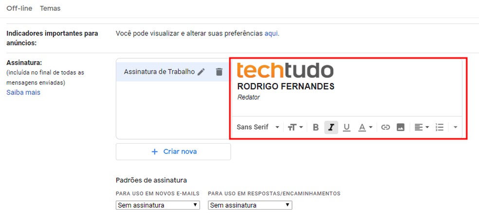 Como colocar assinatura no Gmail? Saiba alternar entre vários nomes