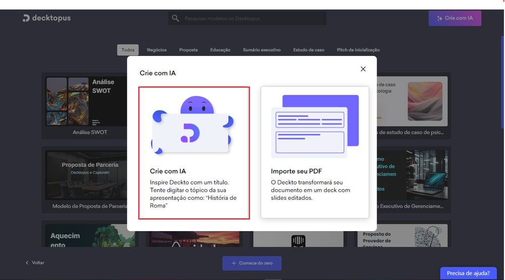 Decktopus AI: como usar inteligência artificial que faz slides