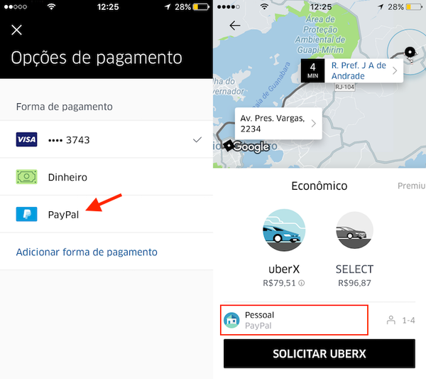 Como adicionar o PayPal para pagar corridas no Uber