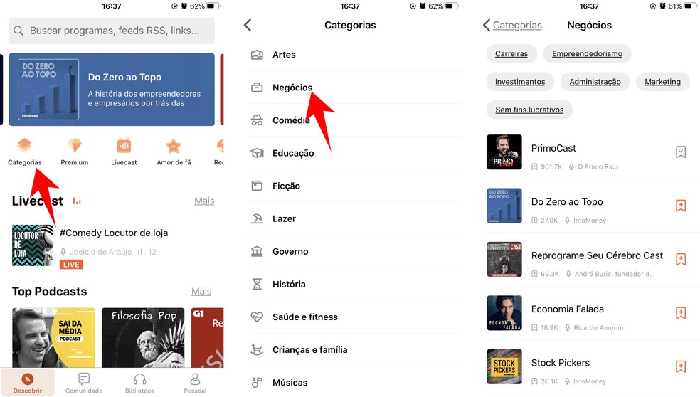 Como ouvir podcasts no celular com o Castbox