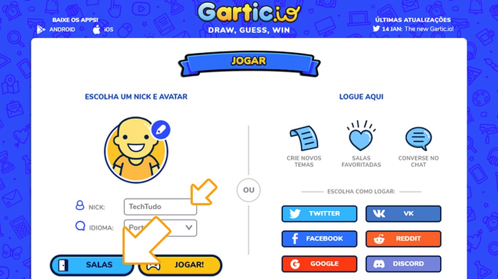 Como criar sala no Gartic