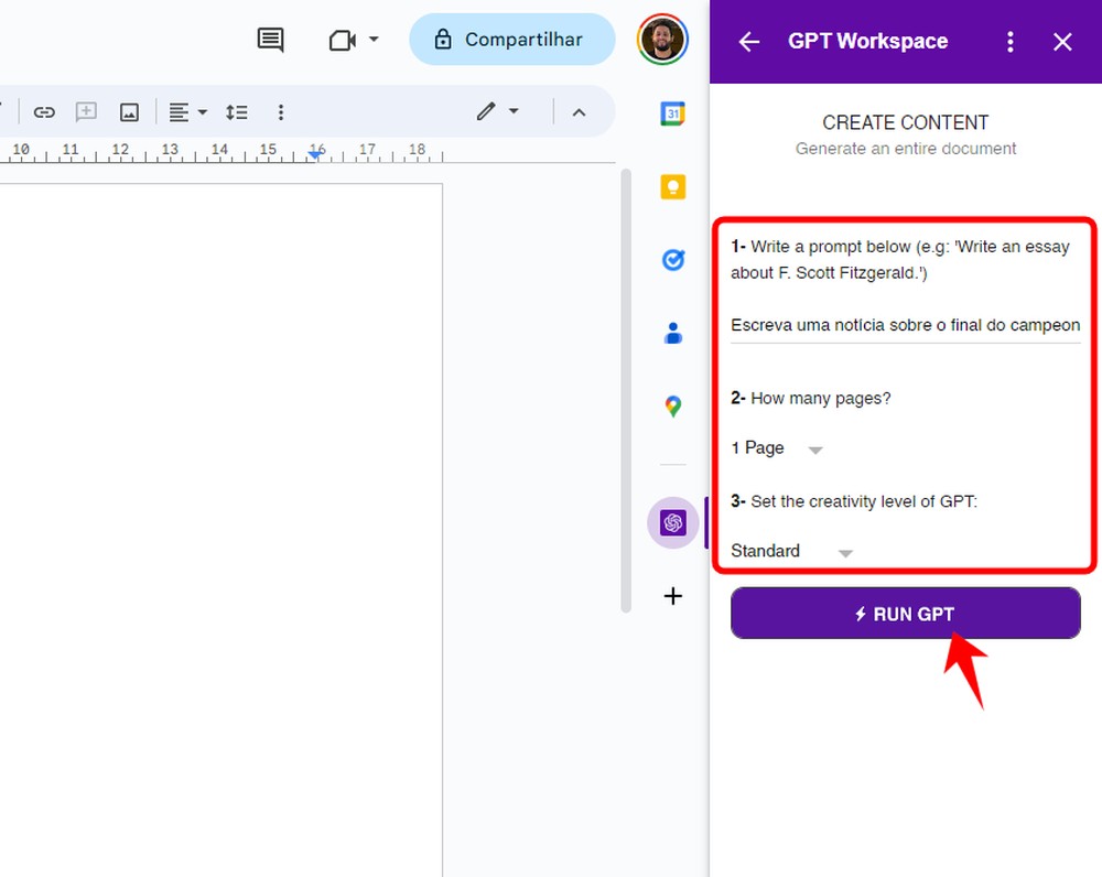 Truque com ChatGPT no Google Docs permite criar textos do zero; aprenda