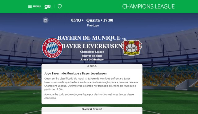 Bayern de Munique vs. Bayer Leverkusen ao vivo: como assistir ao jogo da Champions