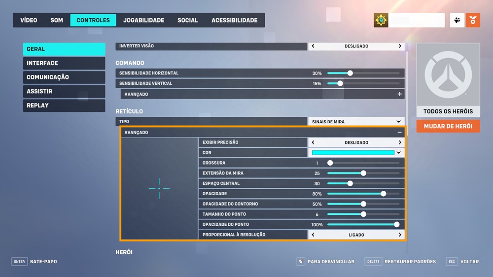Como mudar a mira em Overwatch 2