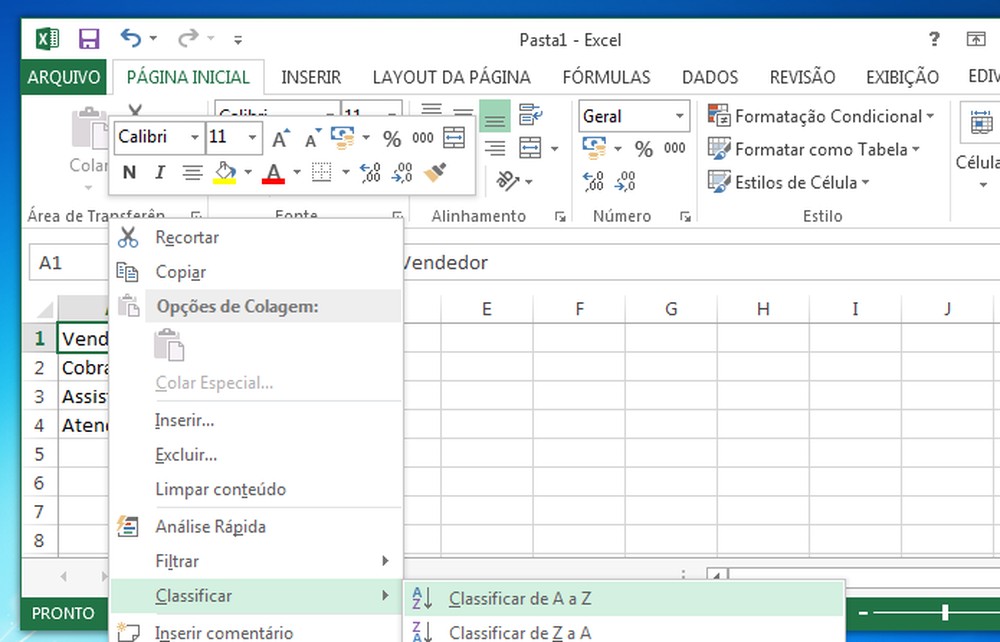 Como criar uma lista suspensa no Excel