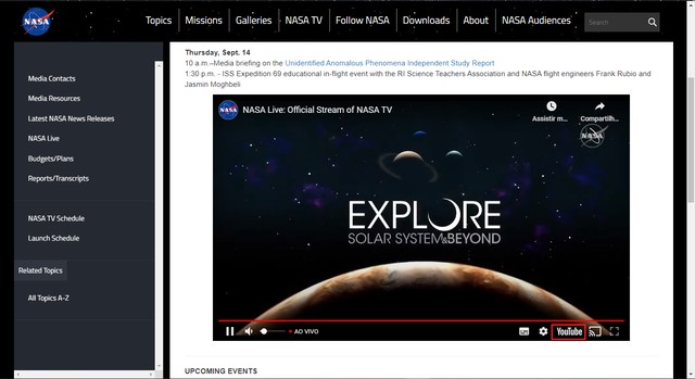 NASA ao vivo: onde assistir ao pronunciamento sobre OVNIs hoje