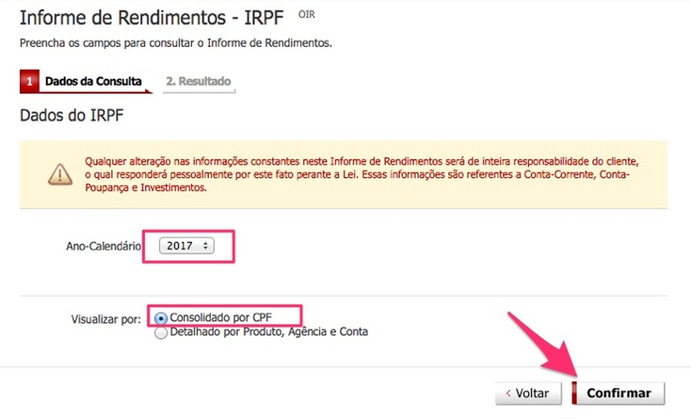 Como consultar o Informe de Rendimentos do Bradesco pela Internet