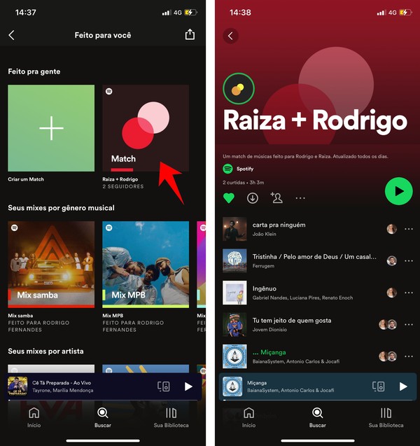 Como dar match no Spotify