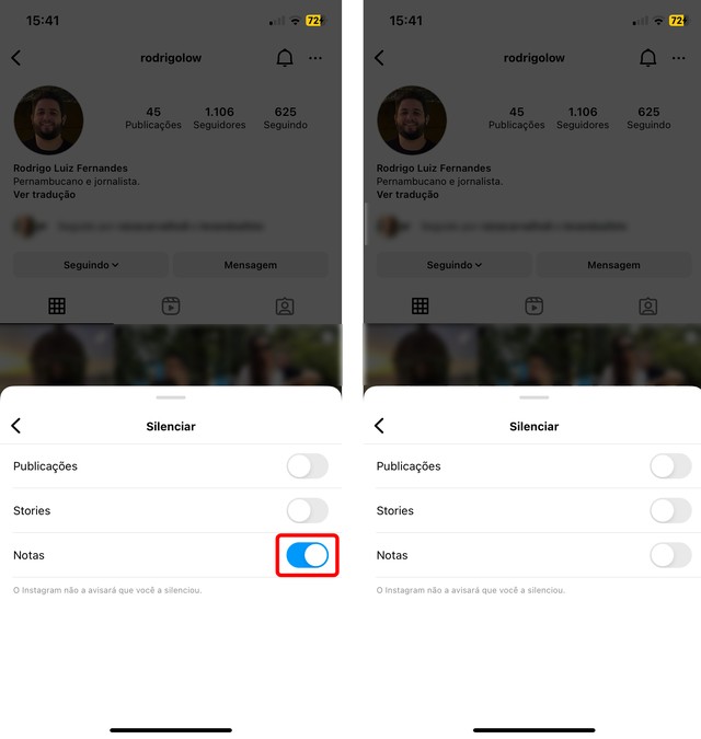 Como reativar as notas no Instagram