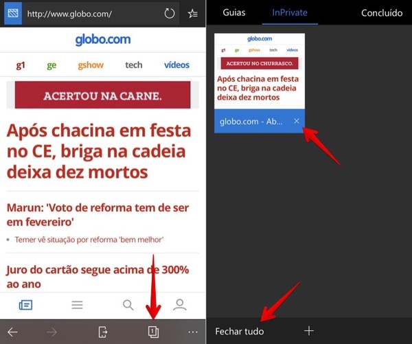 Microsoft Edge: como usar modo anônimo e apagar histórico no celular