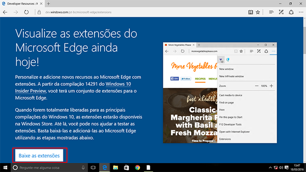 Como baixar e instalar extensões no Microsoft Edge do Windows 10 Preview