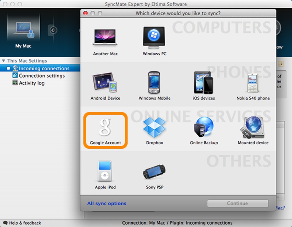Como sincronizar Mac OS X com a sua conta do Google usando o SyncMate?