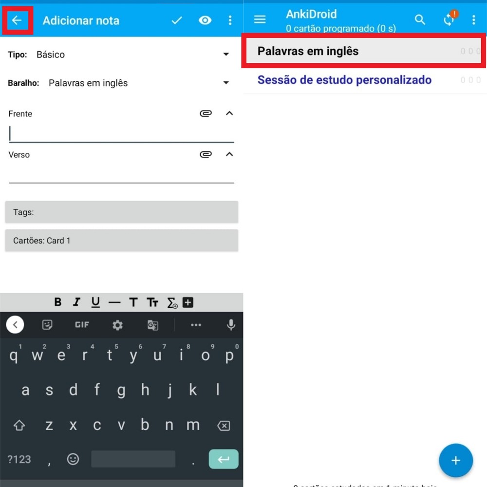 Como usar o app Ankidroid para fazer flashcards online