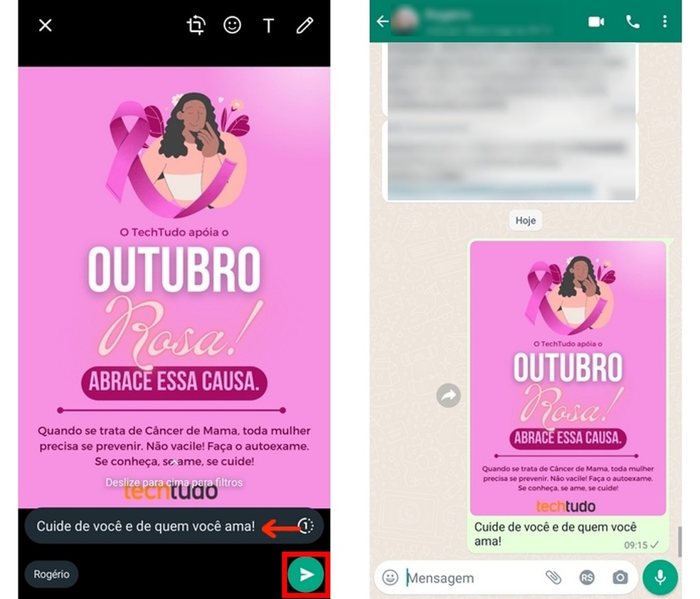 Mensagem de Outubro Rosa para WhatsApp: como fazer usando o Canva