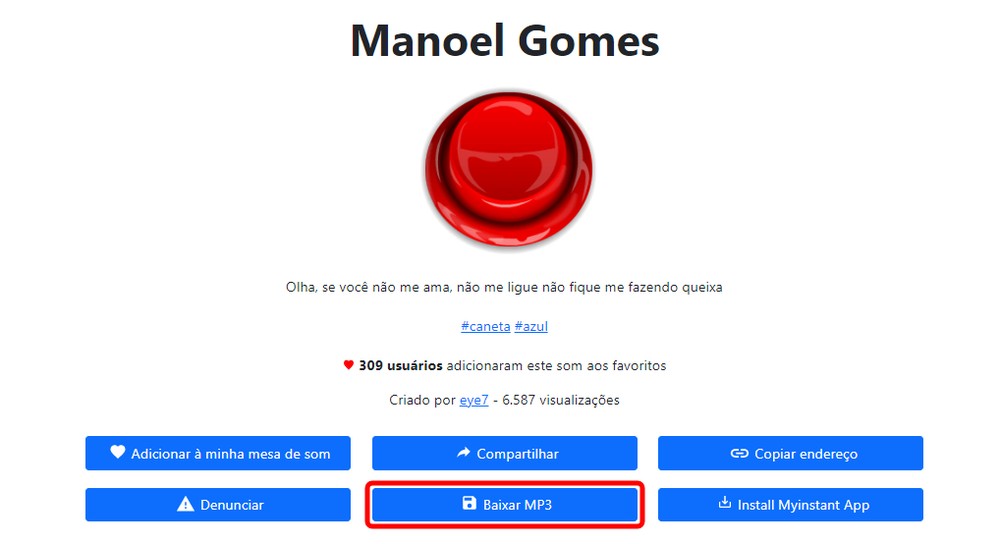 Myinstants: como fazer download de áudios de memes no site
