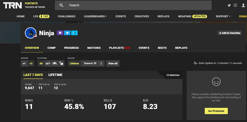 Fortnite Tracker: veja estatísticas de players e eventos da Epic Games