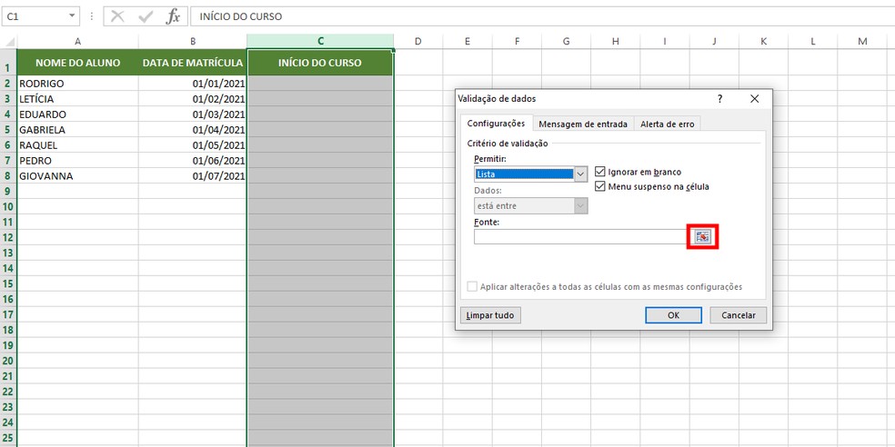 Como aplicar validação de dados no Excel
