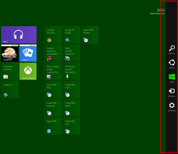Entenda a Charm Bar do Windows 8