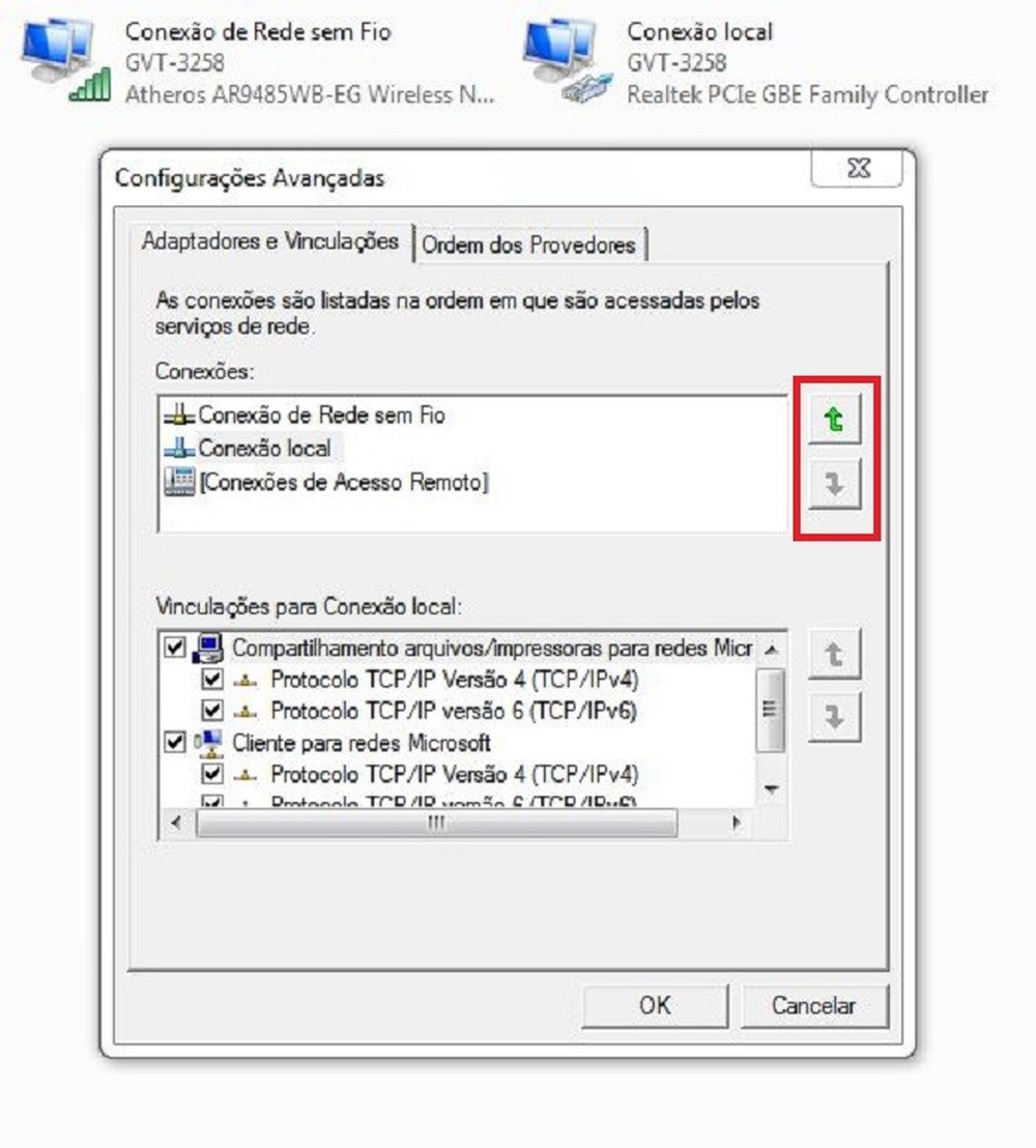 Como mudar a prioridade das placas de rede no Windows?