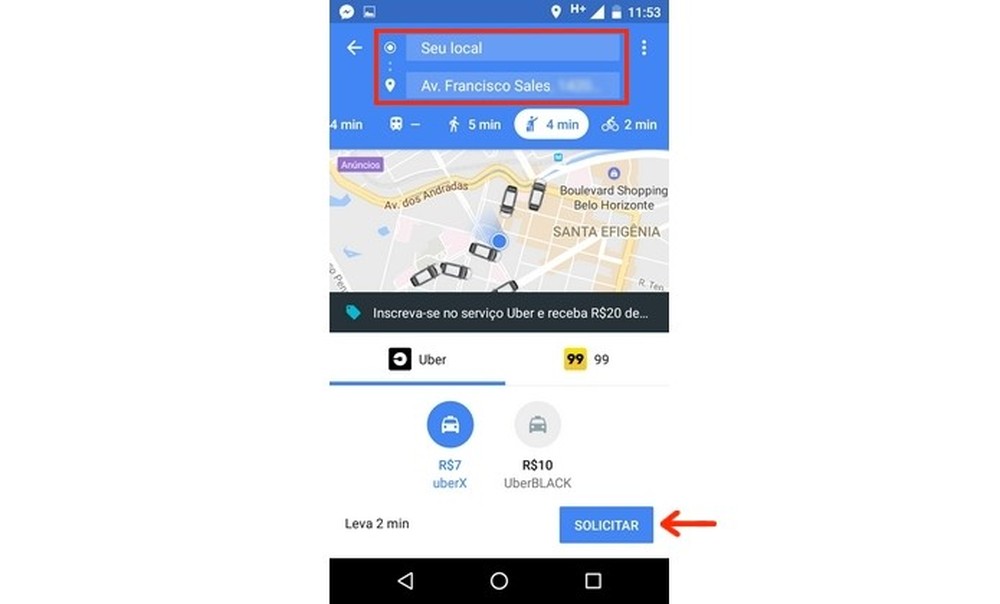Como pedir uma corrida no Uber sem ter o app pelo Google Maps